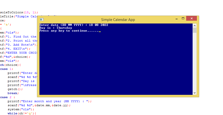 Simple Calendar App in C++ Free Source Code | SourceCodester